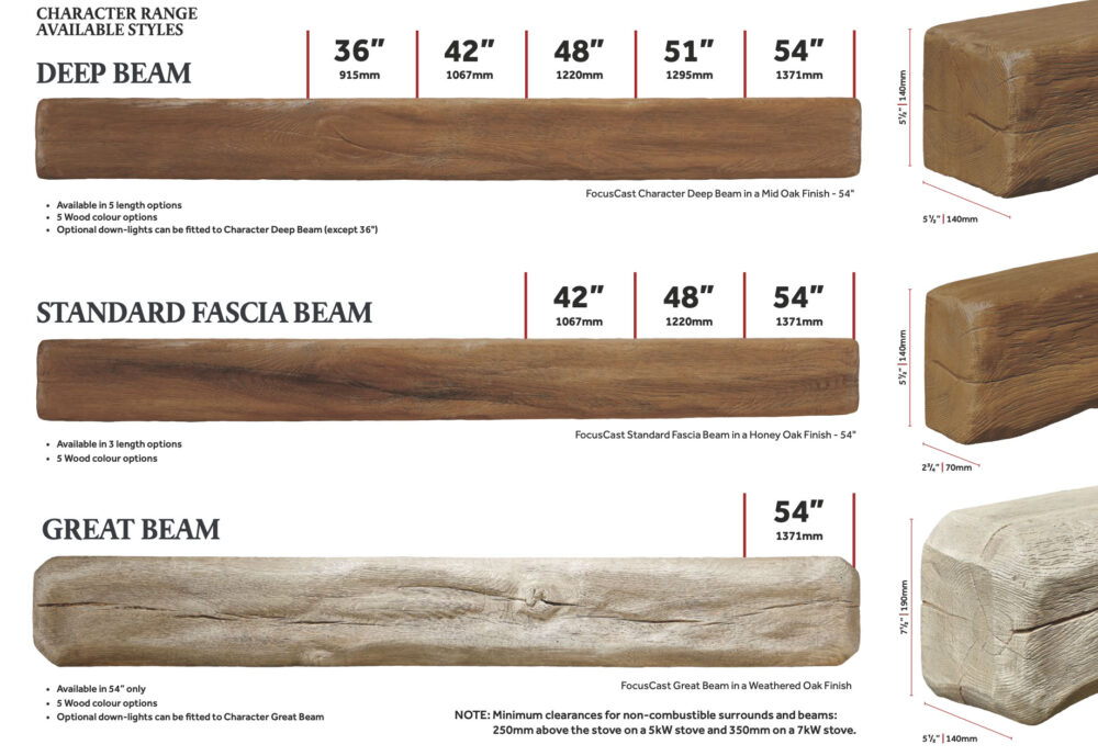 Non-Combustible Character Beam Range - Furniture & Fireplaces Ltd