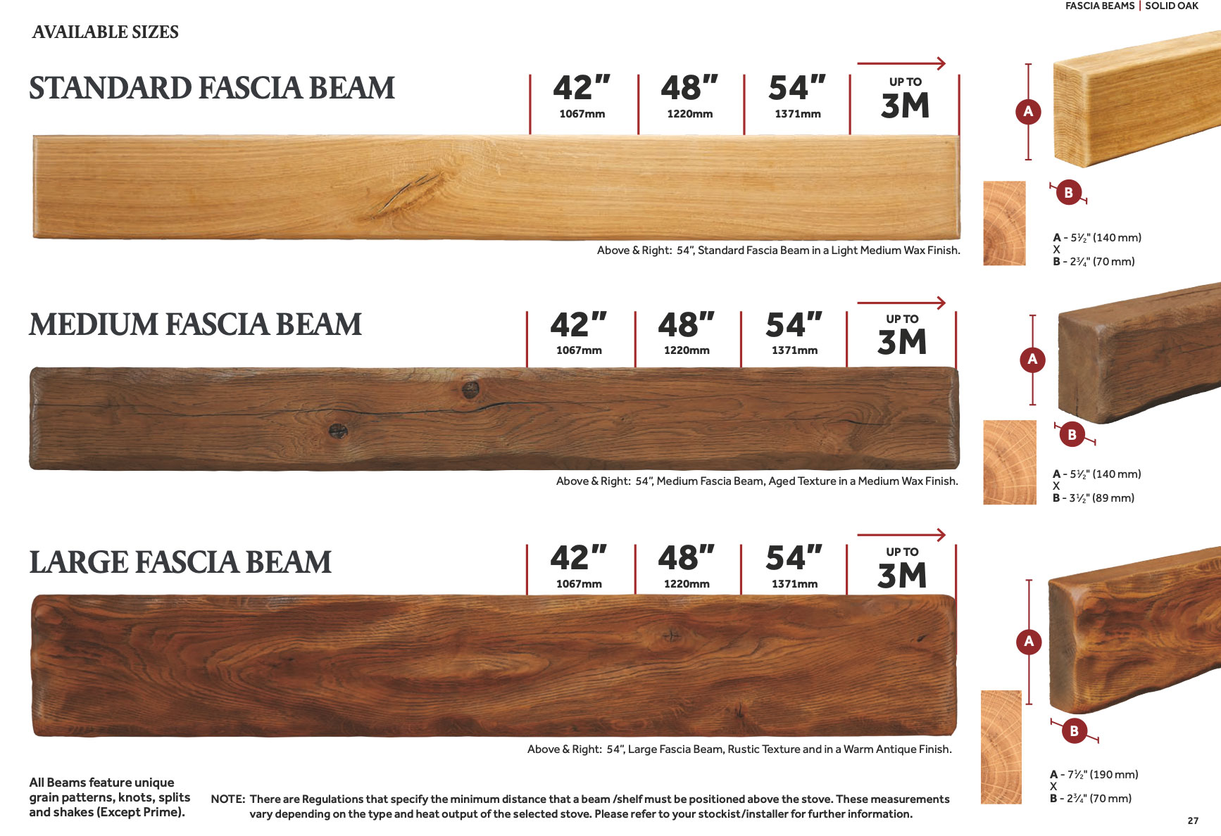 Solid Oak Fascia Beam Range - Furniture & Fireplaces Ltd