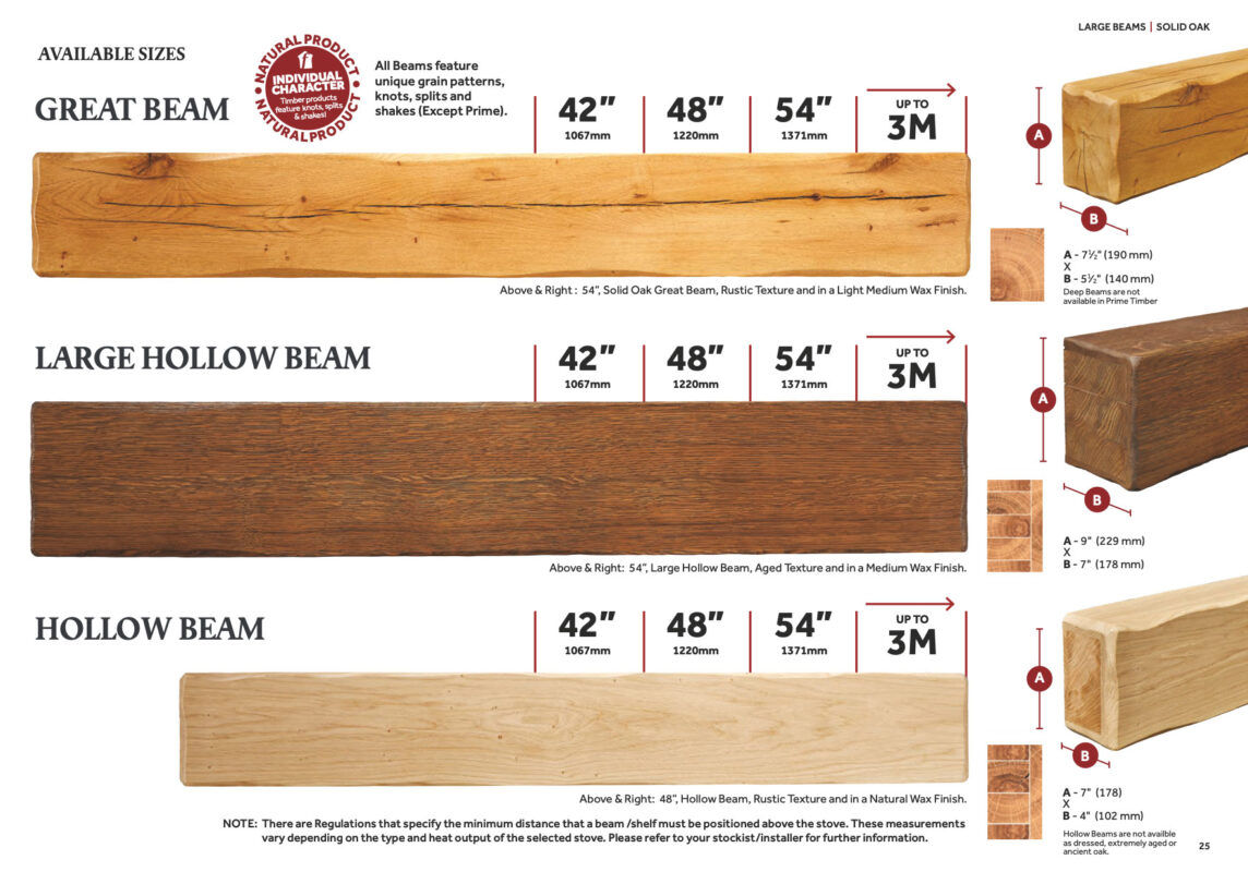 Solid Oak Large Beam Range - Furniture & Fireplaces Ltd